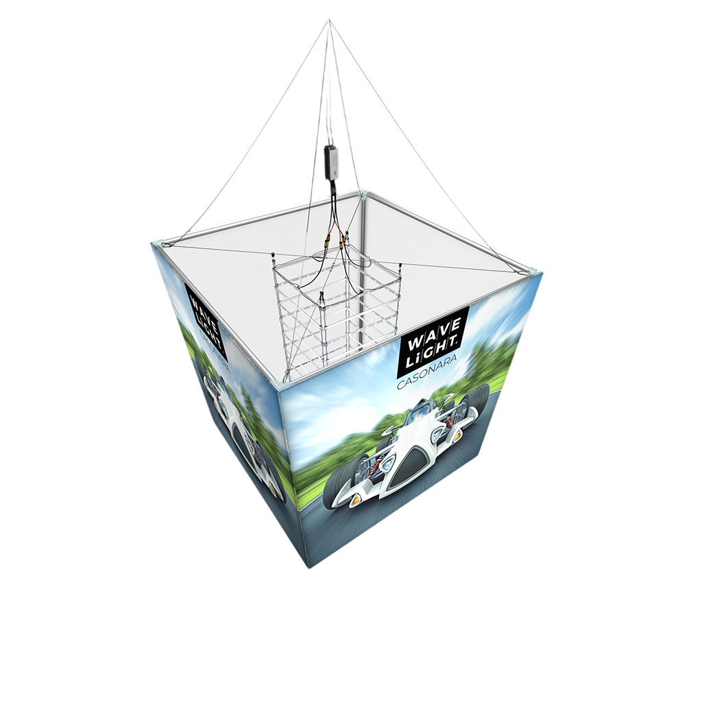 6.5' WaveLight Casonara Blimp Hanging Cube Light Box — Total Trade Show